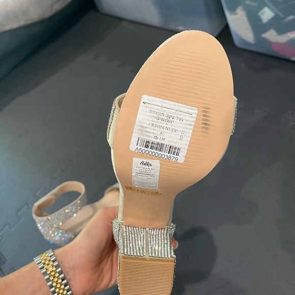 Adika | Shoes | Sparkly Nude Block Heels | Poshmark